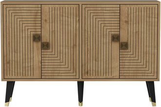 Hanah Home Buffet en bois Ahart - 120 x 30 x 80 cm - Ch&ecirc;ne Saphir Or