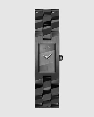 A|X Armani Exchange Zweizeigeruhr aus schwarzem Edelstahl in Schwarz