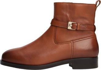 Tommy Hilfiger Damen Stiefeletten Buckle Riding aus Leder, Braun (Cinnamon Bark), 39