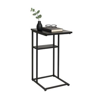 Relaxdays Beistelltisch, gro&szlig;e und kleine Ablage, HxBxT 60 x 40 x 30 cm, Tisch f&uuml;r Couch & Bett, Metall & MDF, schwarz