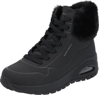 Skechers Damen Sneaker Mode-Stiefel, Black Durabuck/Faux Fur, 35.5 EU