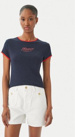 Tommy Hilfiger T-Shirt Logo Graphic Ringer WW0WW49245 Dunkelblau Slim Fit