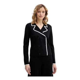 Karl Lagerfeld Femme, Vestes, Noir, Taille: 36 FR Cardigan Double-Boutonn&eacute;