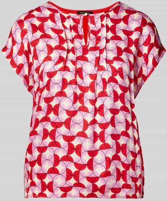 More & More T-Shirt aus Viskose-Mix mit Schlüsselloch-Ausschnitt