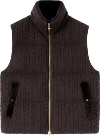 Agnona Grob gestrickte Kaschmir-Pufferweste in Cropped-L&auml;nge - - Jackets - Damen - Braun - L