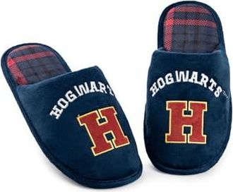 Harry Potter Pantoufles Potter pour hommes | Chaussons mules dintérieur avec logo graphique de Poudlard pour adultes en bleu | École de sorcellerie et de sorceller