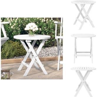 vidaXL Gartentisch Klappbar Wei&szlig; &Oslash; 46 cm Massivholz Akazie - Holztisch - Gartentisch - Esszimmertisch - Terrassenm&ouml;bel - Balkonm&ouml;bel