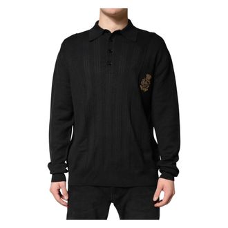 Dolce & Gabbana Crest Langarm Pullover Sweater - - Knitwear - Herren - Schwarzk - M
