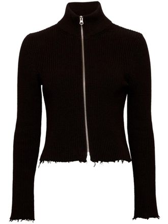 Maison Margiela cardigan en coton à fermeture zippée - Noir