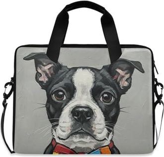 Alaza Sac pour ordinateur portable de 40,6 &agrave; 15,6 cm, motif animal terrier de Boston, sac pour ordinateur portable pour femme, homme, &eacute;tudiant, travail, voy
