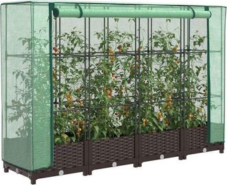 vidaXL Jardini&egrave;re sur&eacute;lev&eacute;e avec housse aspect rotin 160x40x123 cm vidaXL