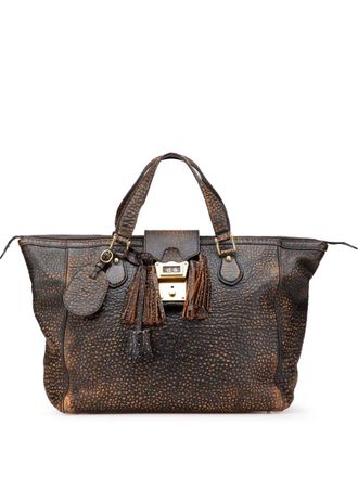 Gucci sac à main en cuir embossé (2016-2025) - Marron