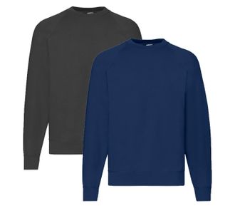 Fruit Of The Loom Herren 62-216-0 Raglan-Sweatshirt. M L XL XXL 3XL 4XL auch FarbsetsXL, 1x Navy + 1x Schwarz + 1 HL-Kauf Notizblock