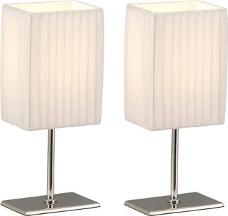 Globo Lighting 2er Set Tischleuchten BAILEY, Fuß Chrom poliert, Schirm eckig Textil weiß, Globo Lighting 24660
