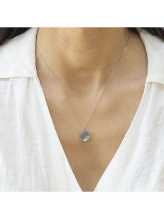 Zeeme Gemstones Halskette Silber 925 rhodiniert 45cm lang mit Blautopas (beh.)