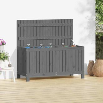 vidaXL Gartentruhe Grau 115x49x60 cm Massivholz Kiefer - Vidaxl