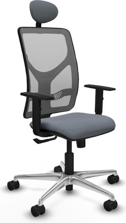 Piqueras y Crespo Grauer B&uuml;rostuhl mit 1D-Armlehnen, h&ouml;henverstellbarer Lendenwirbelst&uuml;tze und festem Kopfteil, ausgestattet mit Sincro 3 Positionen und Schneideschaum,