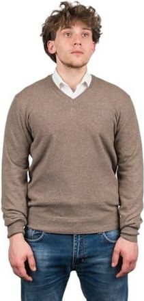 DALLE PIANE CASHMERE Col en V en Cachemire mélangé, Made in Italy - Homme, Couleur: Vison, Taille: XXL