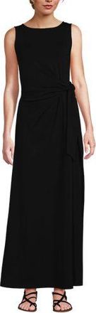 Lands End Maxikleid aus Baumwolle/Modal mit Bindeband, Damen, Größe:40-42 regular, Schwarz, Elasthan/Baumwoll-Mischung/Synthetic-blend, by Lands End