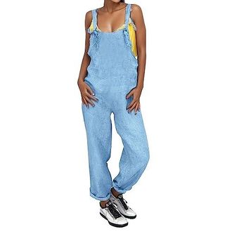 Generic Salopette grande taille 2026 - Combinaison d&eacute;contract&eacute;e pour femmes - Combinaison ample pour femme, bleu ciel, 4XL