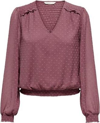 Only Onlelmira Life New Dobby L/S Top WVN Chemisier pour Femme, Rose/Marron, S