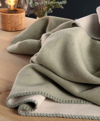 BIEDERLACK Wohndecke Duo Cotton Melange Baumwollmischung jadegr&uuml;n-Natur Gr&ouml;&szlig;e 150x200 cm