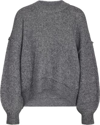 Noisy May Damen Strickpullover Rundhals Loose fit gerippte B&uuml;ndchen Tiefe Schulter, Farben:Dunkelgrau, Gr&ouml;&szlig;e:L