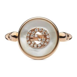 Gucci Verriegelungsring in Ros&eacute;gold- Mop- Diamant- GG-Pav&eacute; - - Accessories - Damen - Gelb - 54 MM