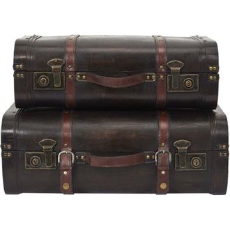 The Home Deco Factory The Home Deco Factory - Set de 2 malles vintages en bois Arthur