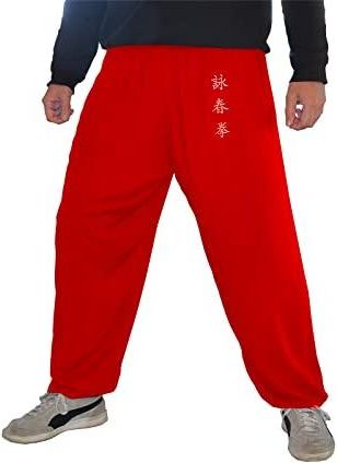 Tao Pantalon Kung Fu Style Tai Chi et Wing Chun Pantalon Homme Femme Ample et Agr&eacute;able en Viscose (WC Rouge, Taille XXL)