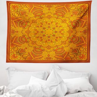 Abakuhaus Indische Wandteppich Muster vielseitige Kulturelle Kunst Symetrie Spirituelle Abbildung Digitaldruckaus Weiches Mikrofaser Stoff 150 x 110 cm Farben v