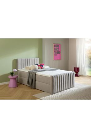 Boxxx Boxbett, Hellgrau, Textil, H3, H&ouml;he ca. 25 cm, 120x200 cm, Bettkasten, gepolstertes Kopfteil, Topper durchgehend, in verschiedenen Gr&ouml;&szlig;en erh&auml;ltlich, 