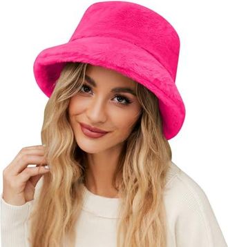 Generic Chapeau de p&ecirc;cheur de couleur unie pour femmes, automne et hiver, chapeau dhiver d&eacute;contract&eacute;, rose vif, Taille unique