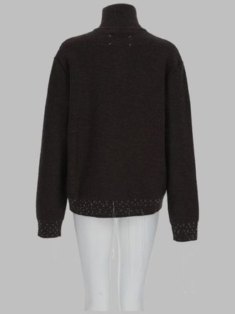 Maison Margiela Womens Wool Quarter-Zip Jumper Brown Jumpers Sweater