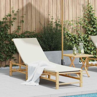 vidaXL Sonnenliege mit Auflage 55x199x30 cm Bambus - Vidaxl