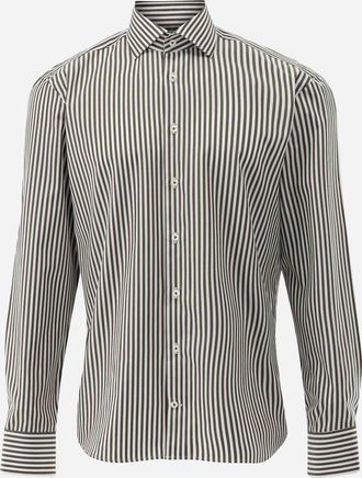 van Laack Gestreiftes Hemd aus Popeline mit Haifischkragen
