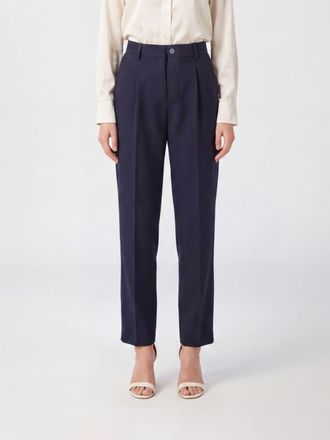 Semicouture Pantalon droit &agrave; taille haute en m&eacute;lange de viscose avec pinces
