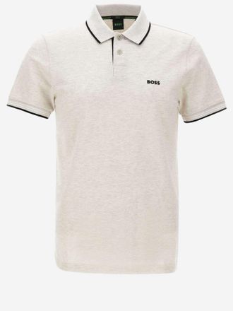 HUGO BOSS Mens Polo Shirt Light Grey Cotton T-shirts And Polos