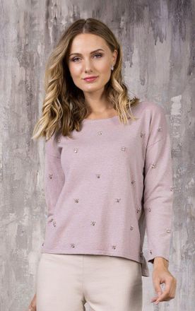 Passioni Strickpullover mit Perlenverzierung