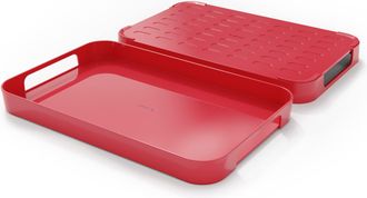 Trebonn Pile - Serviertablett aus Melamin - mit glänzendem Finish. Ideal für Zuhause, Büro, Garten (Rot, XL)