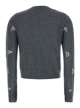 Jucca Crystal-Embellished Wool Cardigan - Gray