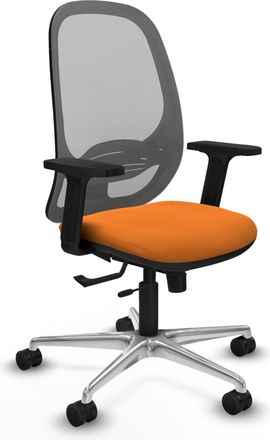 Piqueras y Crespo Verstellbarer Stuhl mit 2D-Armen, h&ouml;henverstellbare Lendenwirbelst&uuml;tze, ausgestattet mit Syncro/Traslack und Schneideschaum, Grau/Orange