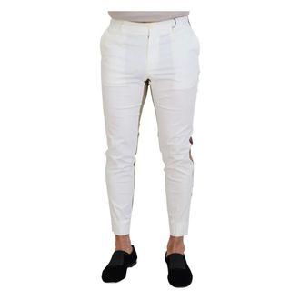 Dolce & Gabbana Homme, Pantalons, Blanc, Taille: M Pantalon Chino Coupe Slim