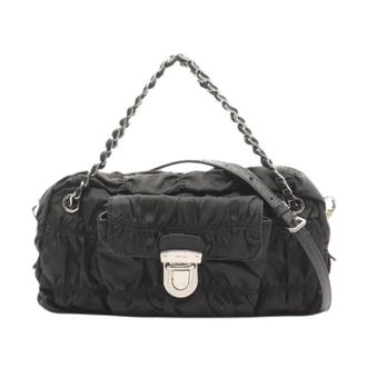 Prada Pre-owned Tessuto Gaufre Nylon Saffiano Leder 2way Handtasche - - Pre-owned - Damen - Schwarzk - ONE SIZE