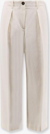 Brunello Cucinelli Cotton and wool trousers with adjustable drawstring - BRUNELLO CUCINELLI - gender_Woman