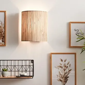 Brilliant Wandstrahler im Nature Stil - dekorativer Wandspot mit Seegras Schirm für das Wohzimmer - dimmbar nur mit externem Dimmer - E27 max. 52W aus Metall-Se