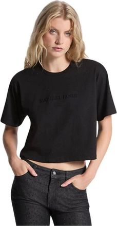 Michael Kors Femme, Tops, Noir, Taille: 36 FR Logo Studded Cotton Jersey T-Shirt
