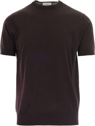 Paolo Pecora Homme, Tops, Brun, Taille: L T-shirt Tricot Col Rond