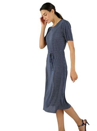 Damart Robe Pliss&eacute; Permanent, Femme, Droite, Marine Pois, 38/40