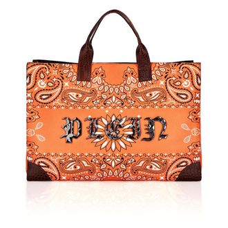 Philipp Plein Homme, Sacs, Orange, Taille: ONE Size Sac &agrave; poign&eacute;e en cuir Paisley Gothic